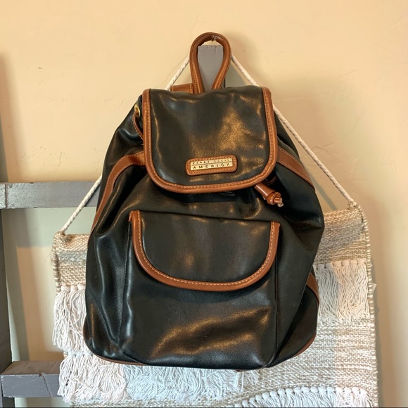 Perry Ellis | Bags | Perry Ellis America Black Leather Vintage Backpack ...